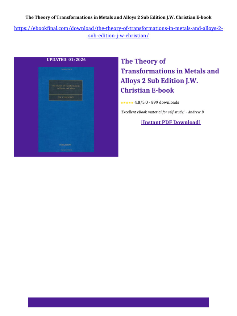 The Theory of Transformations in Metals and Alloys 2 Sub Edition J.W ...