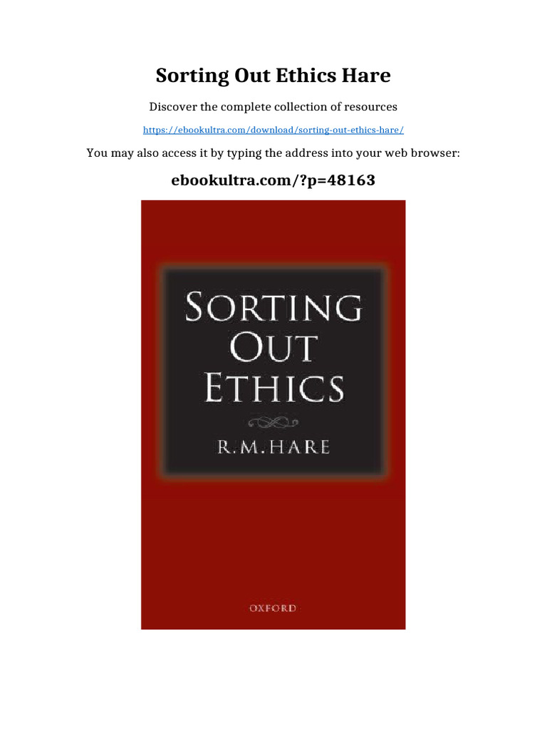 Sorting Out Ethics Hare Newest Edition 2025 | PDF | Intellectual ...