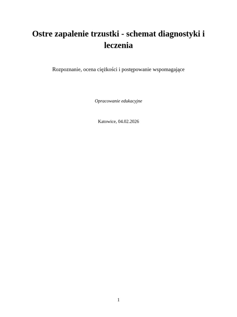 05 Ostre Zapalenie Trzustki Schemat | PDF
