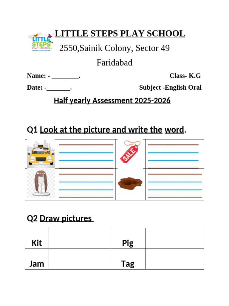 English Paper Oral KG | PDF
