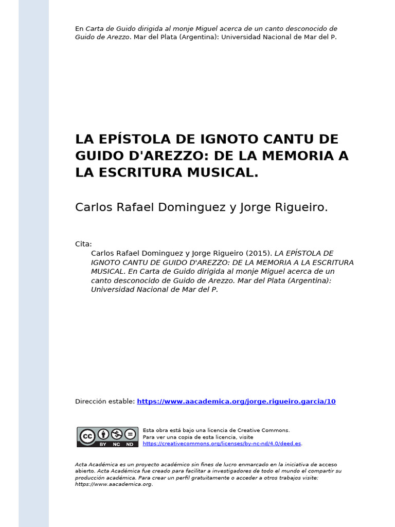 Carlos Rafael Dominguez y Jorge Rigueiro (2015). La Epistola de Ignoto ...