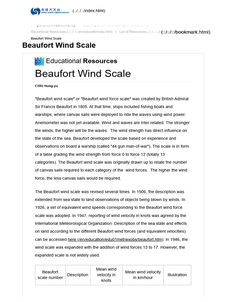 Beaufort Wind Scale | PDF | Wound | Branches Of Meteorology