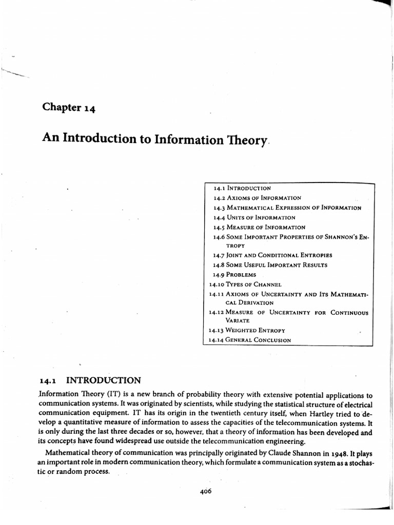 An Introduction To Information Theory | PDF