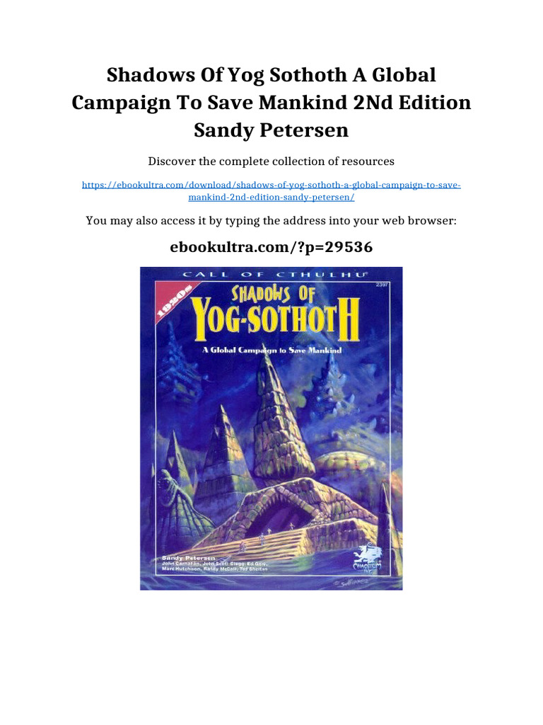 Shadows of Yog Sothoth A Global Campaign To Save Mankind 2nd Edition ...