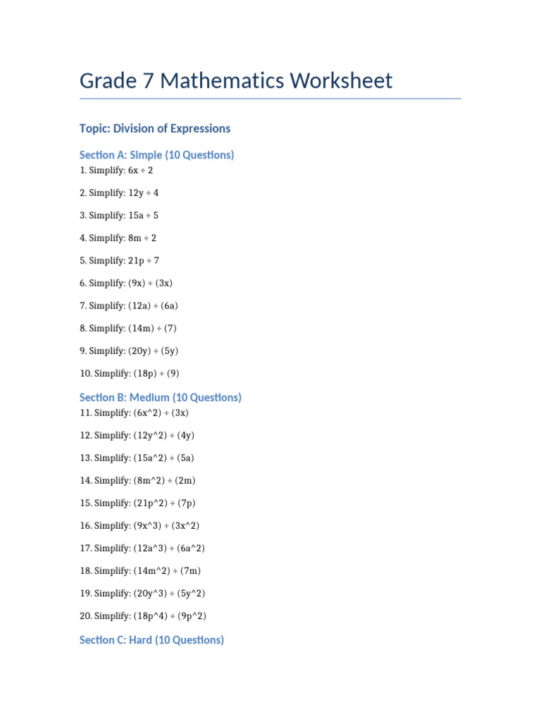 Grade7 Division Student FULL | PDF