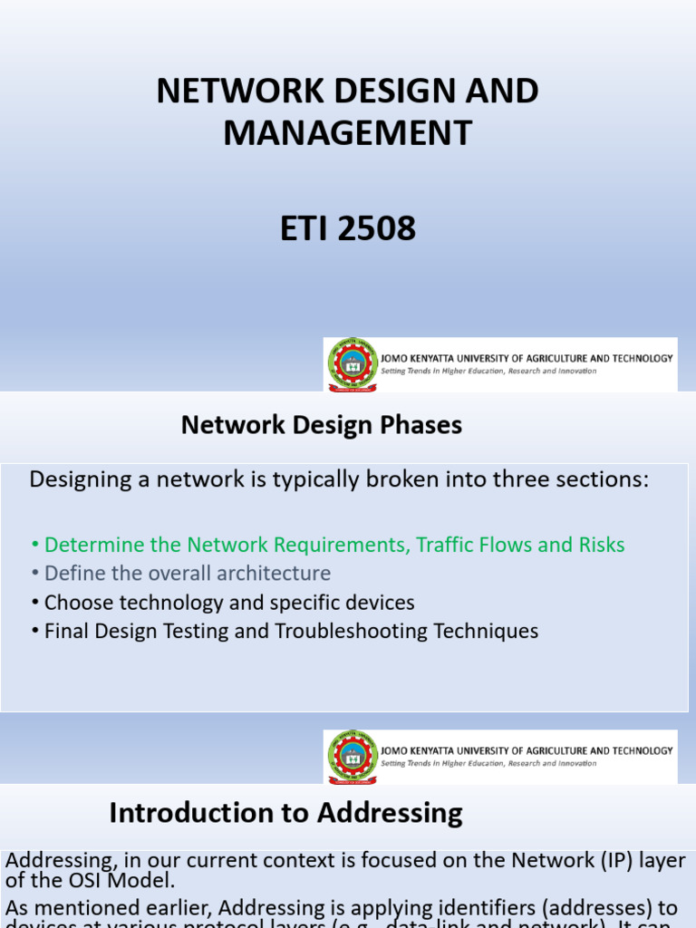 ETI 2508 Network Design and Management-LECTURE 7 - Introduction to ...