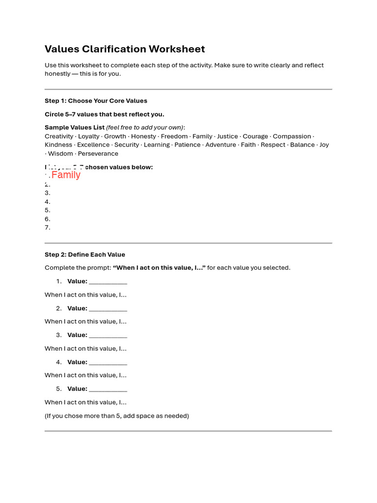 Values Worksheet 1603391574-2 | PDF