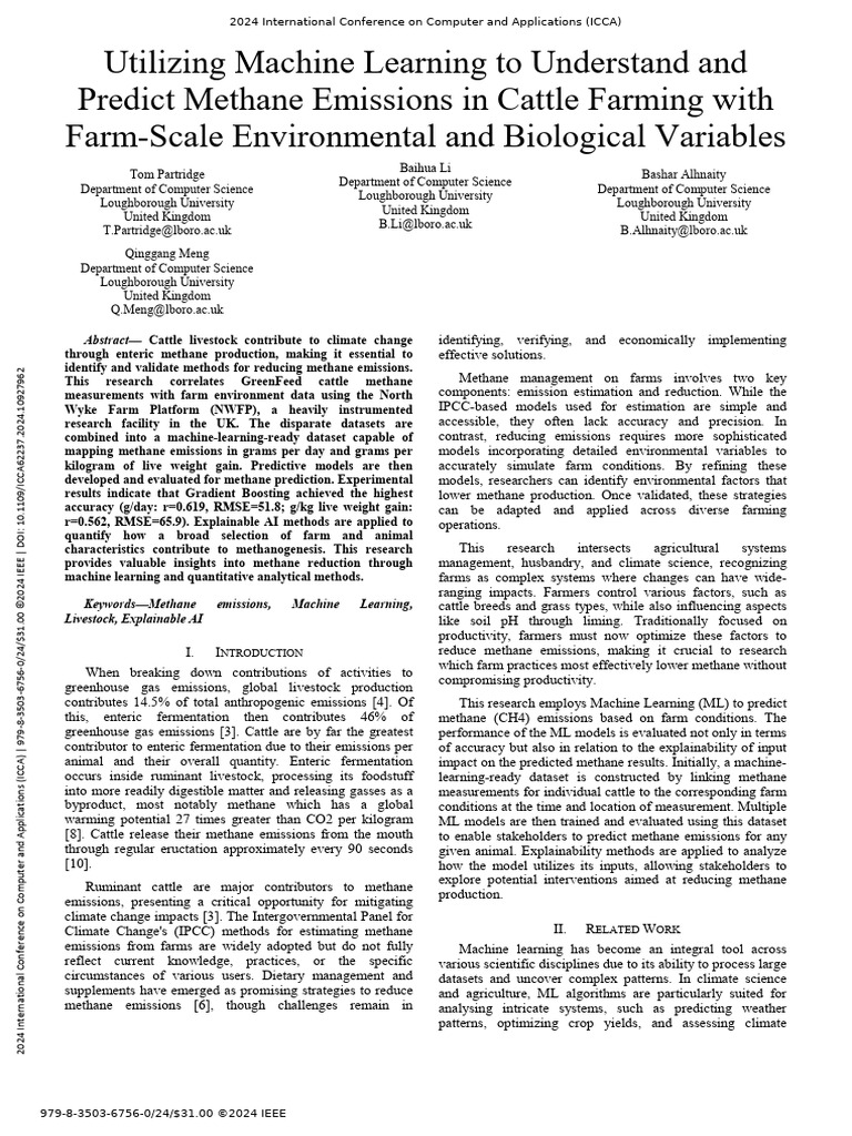 Utilizing Machine Learning To Understand and Predict Methane Emissions ...