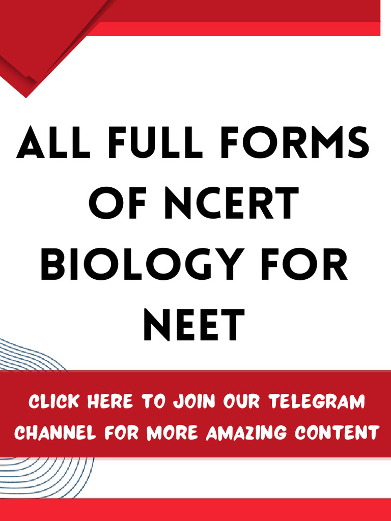 All Full Forms of Ncert Biology | PDF