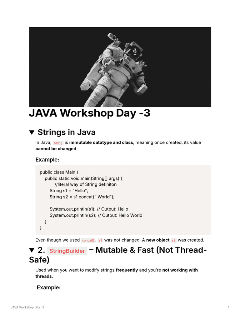 JAVA Workshop Day3 | PDF | String (Computer Science) | Computer Engineering