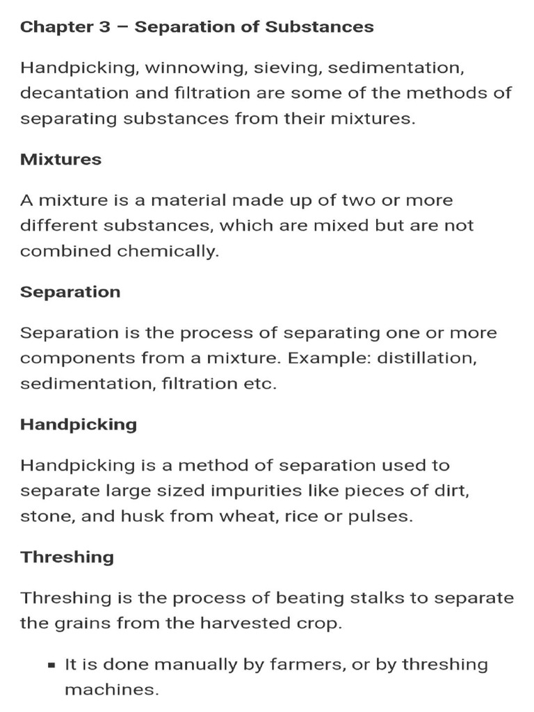 Separation of Material | PDF | Filtration | Mixture