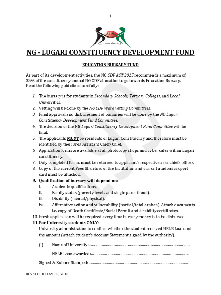 LUGARI-CDF-BURSARY-APPLICATION-FORM | PDF