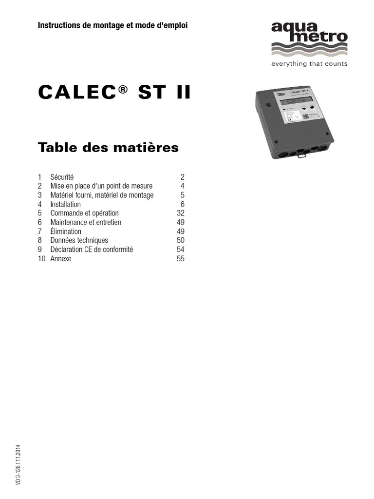 Aquametro 3126d Calec ST II | PDF | Sécurité | Calibrage
