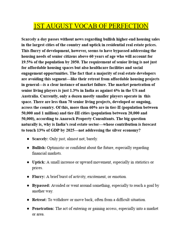 1st August Vocab of Perfection Class. | PDF | Tariff | Exports