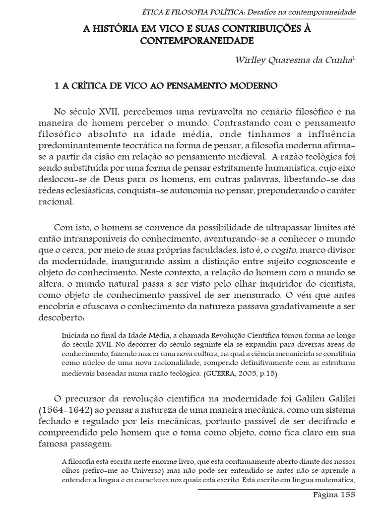 A Historia em Vico e Suas Contribuicoes | PDF | Science | Pensamento