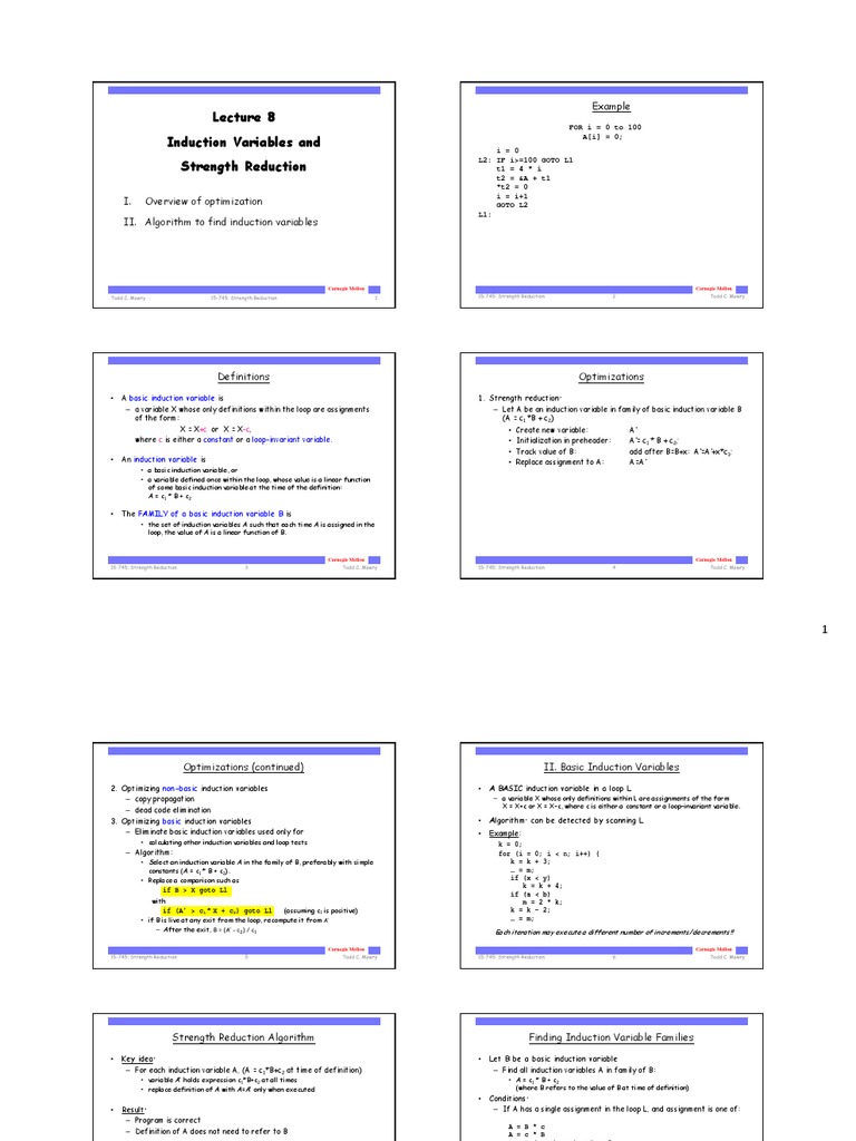 Induction Variables and Strength Reduction: Example | PDF | Algorithms ...
