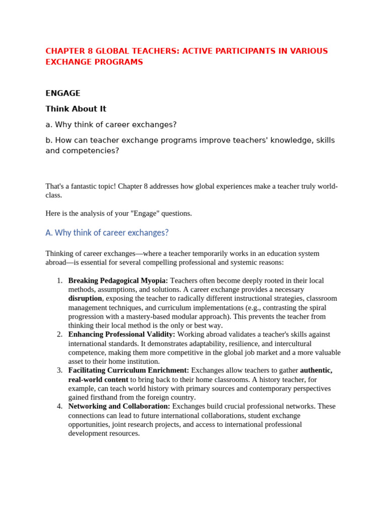 Chapter 8 Global Teachers | PDF | Teachers | Differentiated Instruction