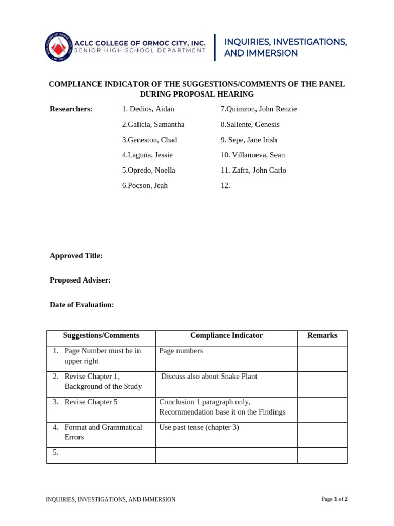 Compliance Indicator 2 | PDF