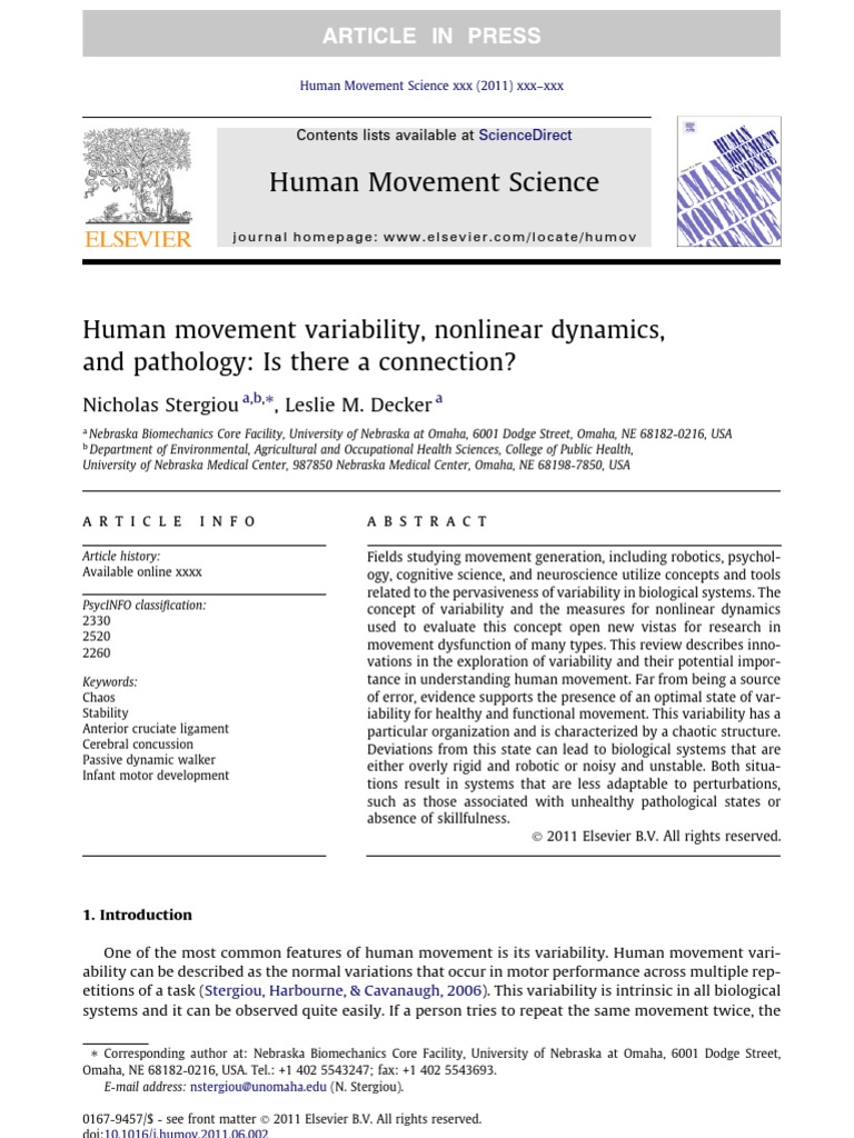 Movement Variability in Locomotion | PDF | Stability Theory | Chaos Theory