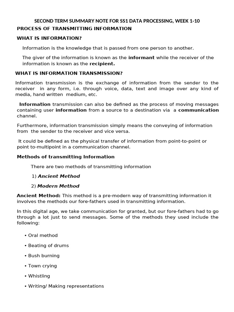 Sss1 Dp Second Term Summary Note 2024_2025 | PDF | Graphical User ...