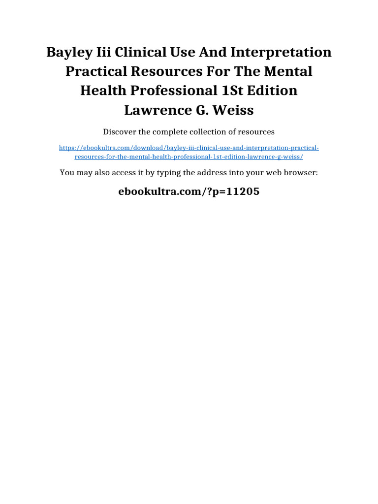Bayley III Clinical Use and Interpretation Practical Resources for the ...