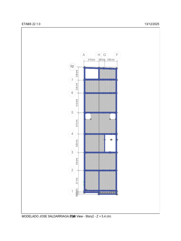 ETABS 22.1.0-Plan View - Story2 - Z = 5.4 (m) | PDF