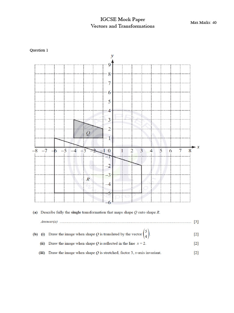 IGCSE Vector-Transformation Paper | PDF