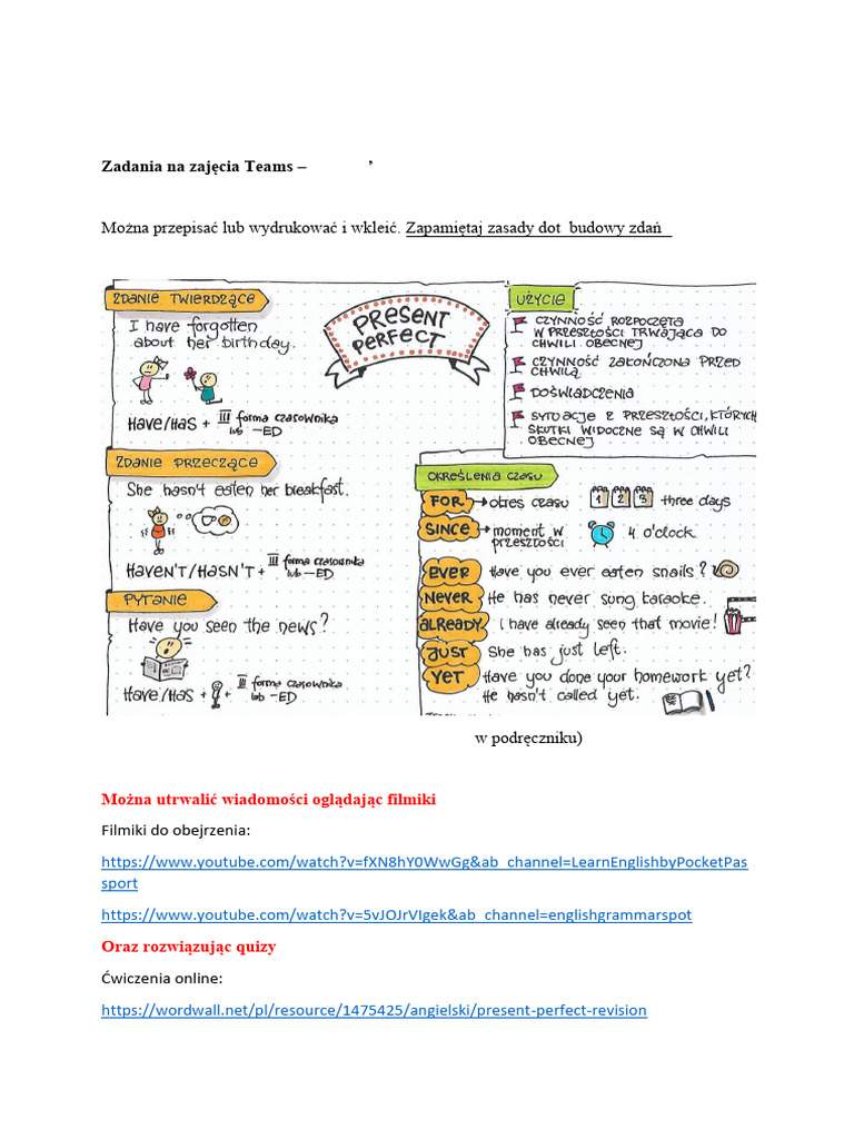 Kl.7 Topic Present Perfect 4.01 | PDF