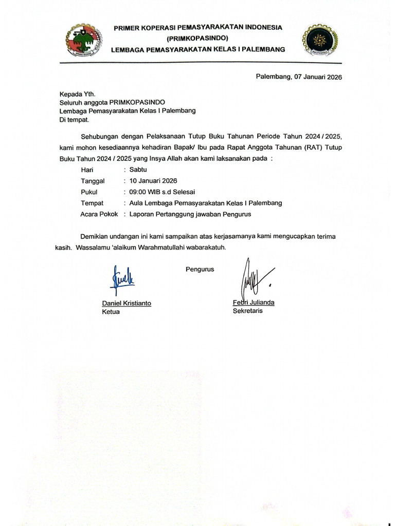 Undangan RAT 2024 & 2025 | PDF