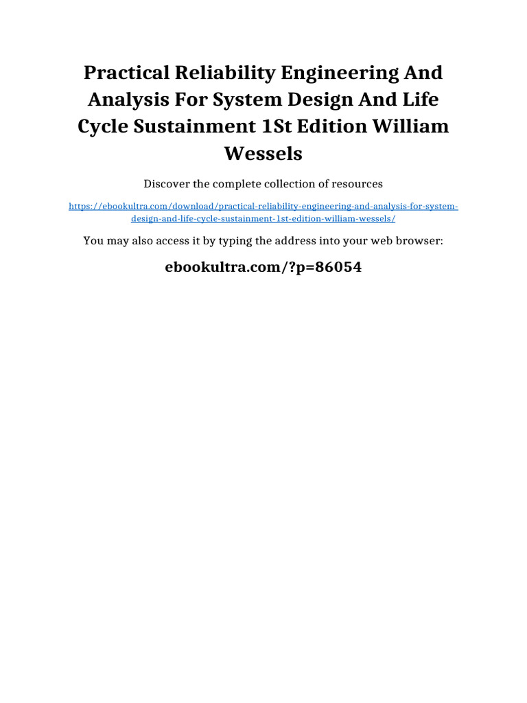 Practical Reliability Engineering and Analysis For System Design and ...