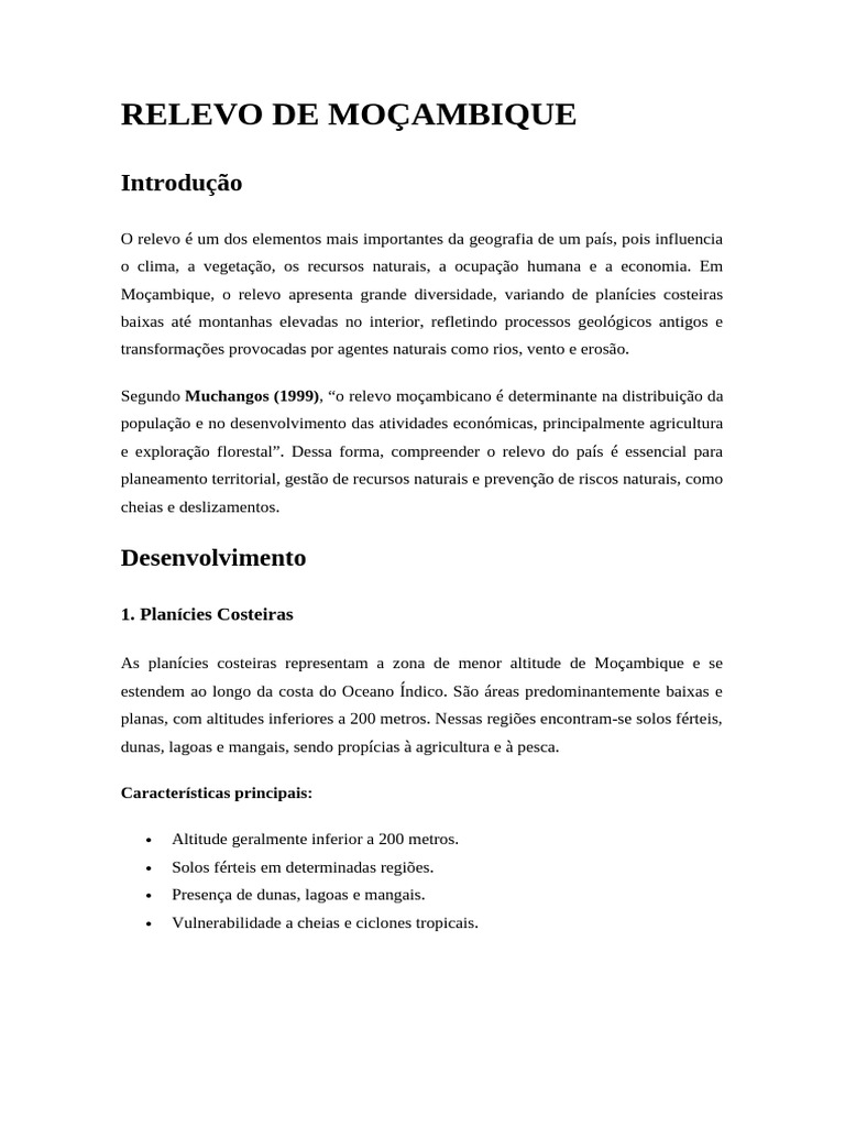 Relevo de Mocambique | PDF | Moçambique | Terreno