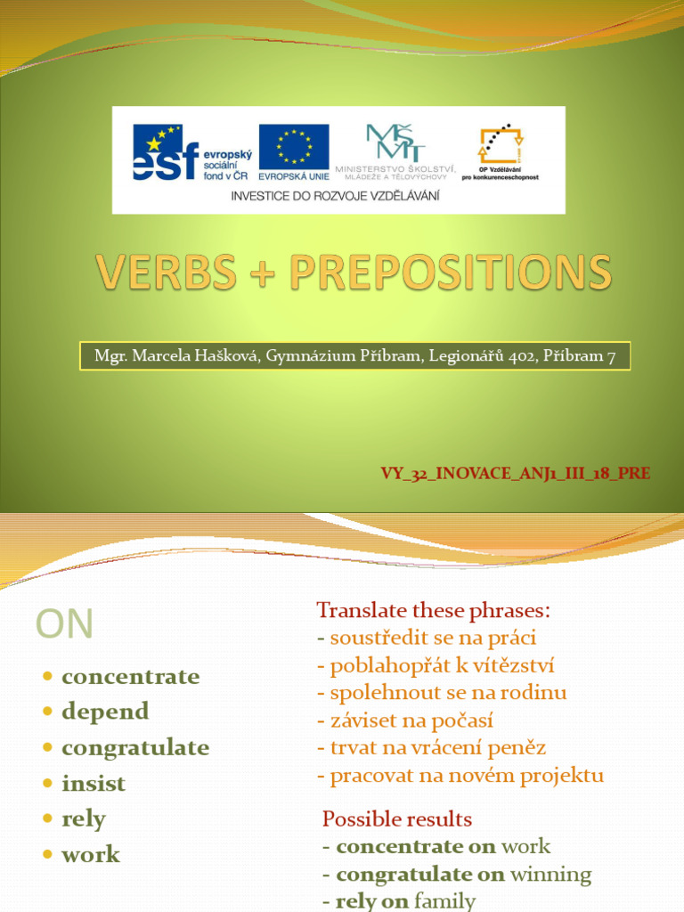 English verbs with prepositions | PDF | Semantic Units | Languages