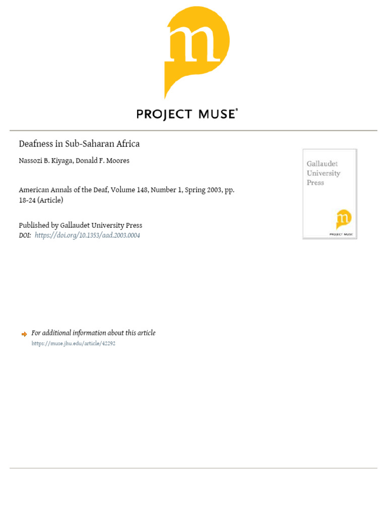 Deafness in Sub Saharan Africa | PDF | Deafness | British Empire