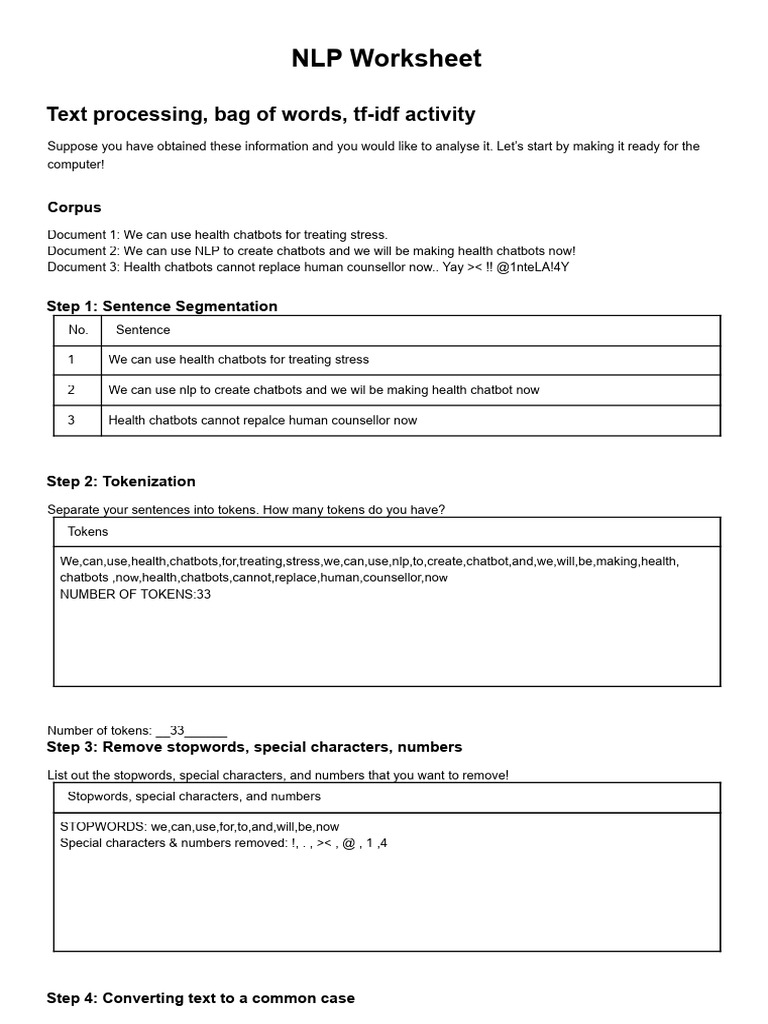 NLP Worksheet (1) - NLP Worksheet | PDF | Applied Linguistics | Linguistics