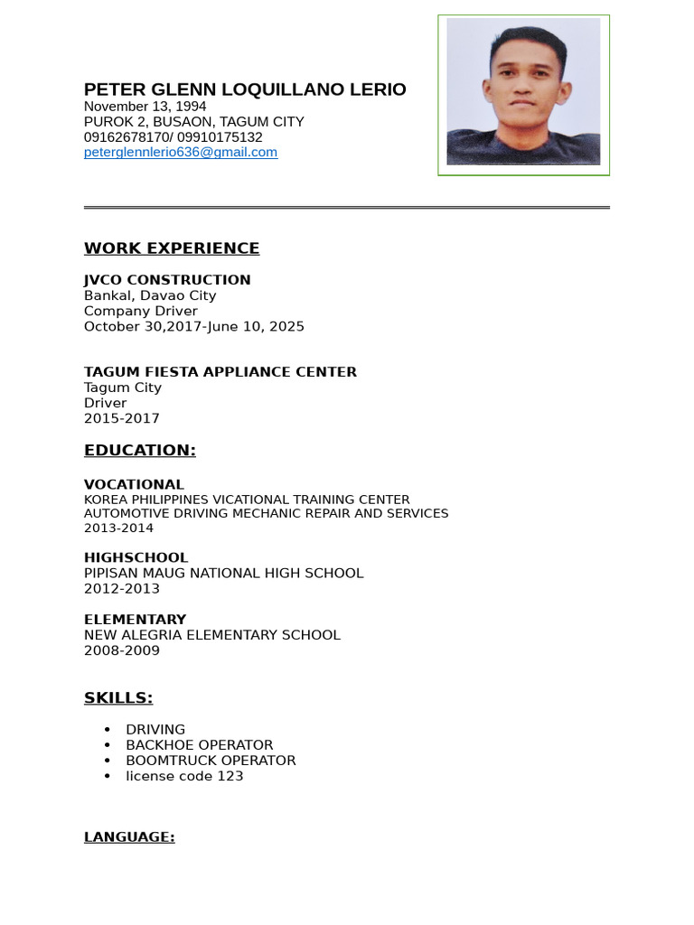 Resume Peter Glenn | PDF