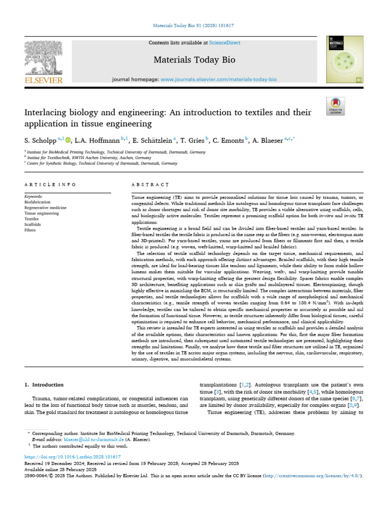 Interlacing Biology and Engineering an Introduction to Textiles and ...