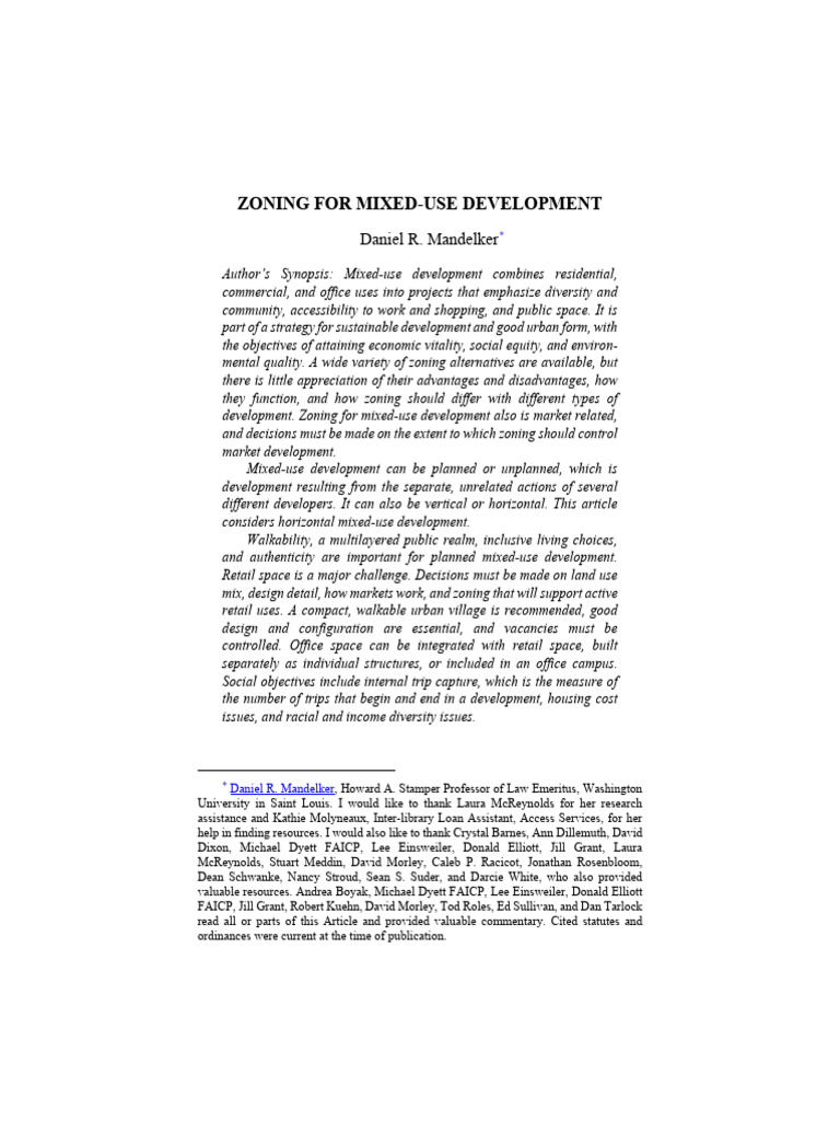 Zoning for Mixed Use Development 2023 by Daniel R. Mandelker | PDF ...