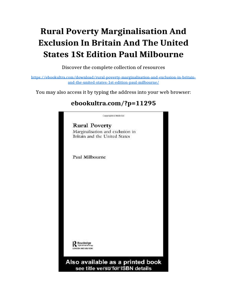 Rural Poverty Marginalisation and Exclusion in Britain and the United ...