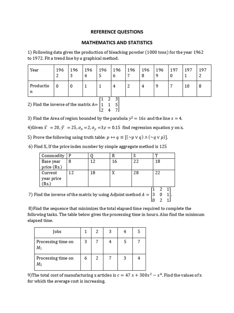Maths Reference Questions 26 | PDF | Moving Average | Applied Mathematics