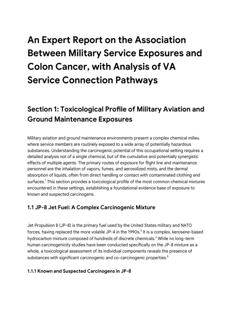 Colon Cancer, Military Exposures, VA | PDF | Carcinogen | Benzene