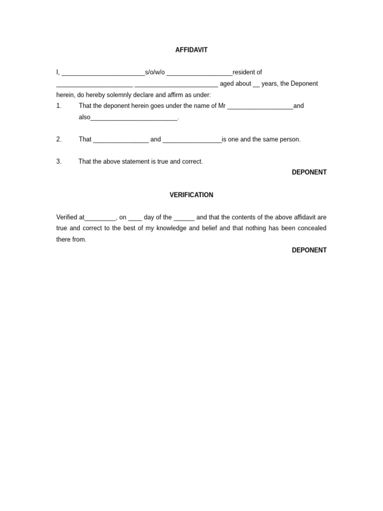Dual Name Affidavit | PDF