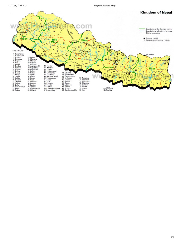 Nepal Districts Map | PDF