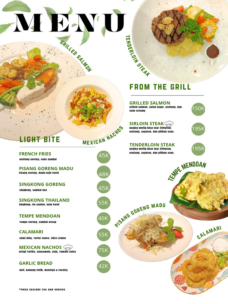 Emerald Tree Resto & Coffee Bar Bintaro Menu | PDF | Foods | Cuisine