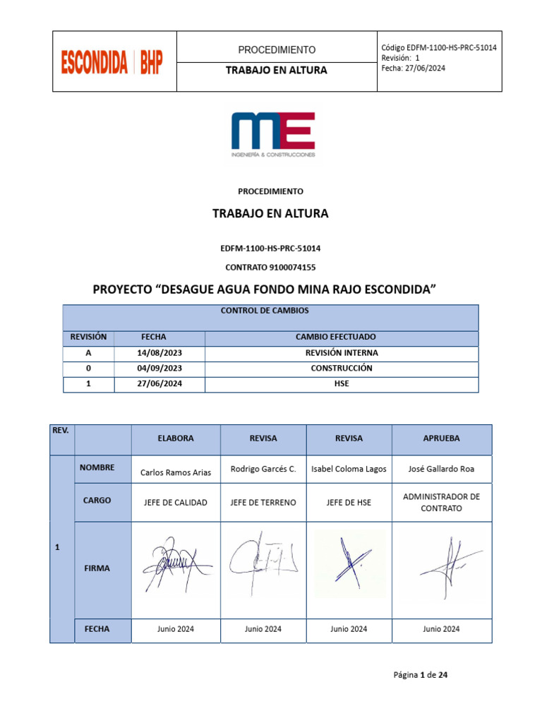 EDFM-1100-HS-PRC-51014 Procedimiento Trabajo en Altura Rev.1 | PDF ...