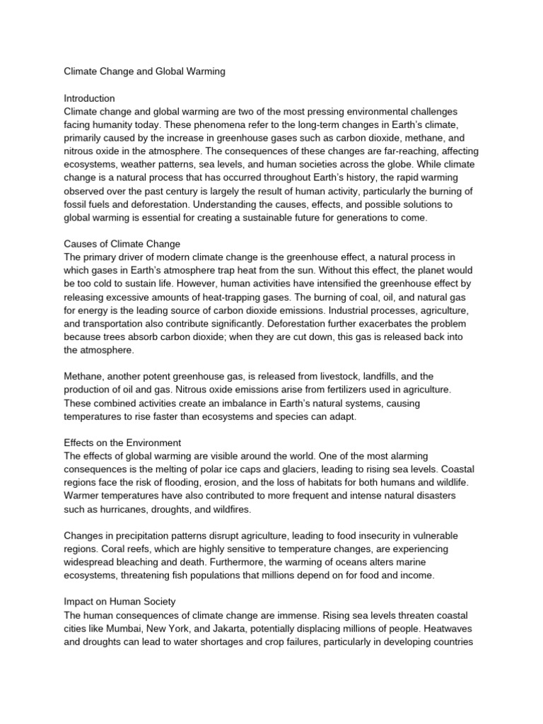 Climate Change and Global Warming | PDF | Climate Change | Greenhouse Gas