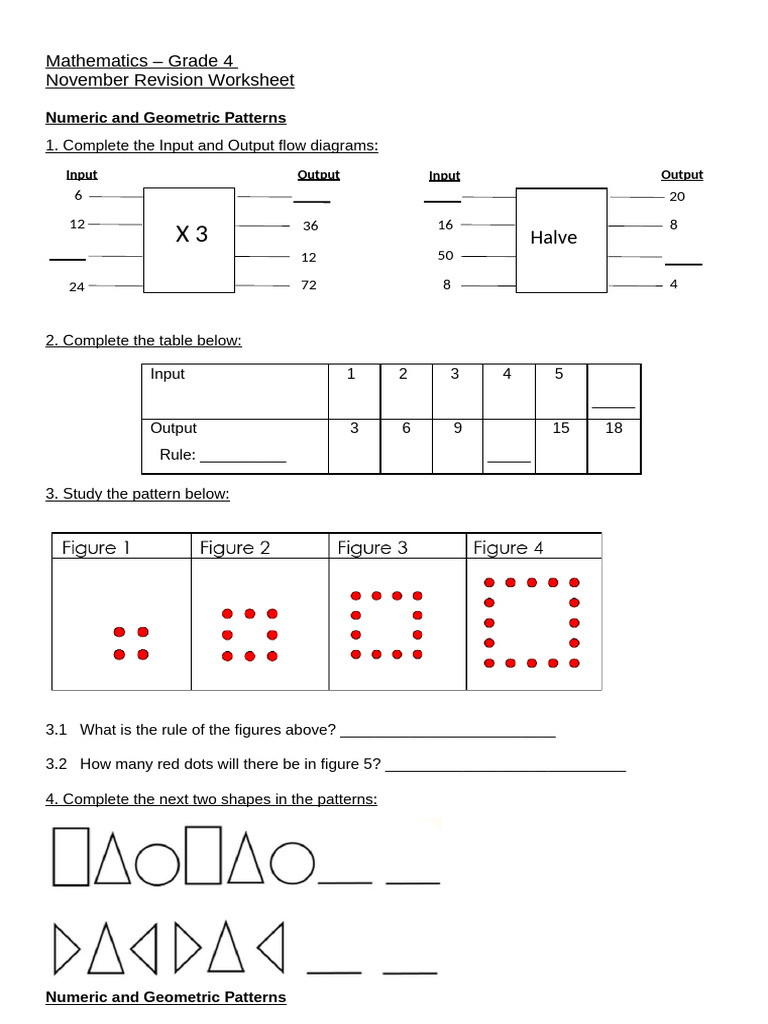 Revision Term 2 Gr4 2025 | PDF | Mathematics