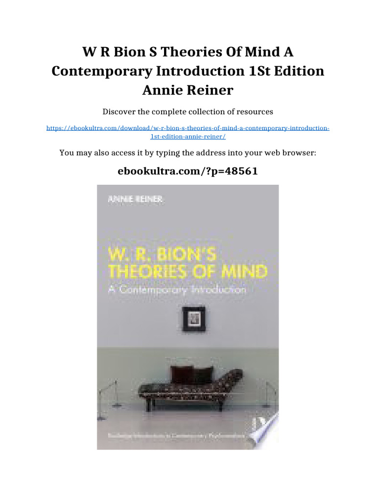 W R Bion s Theories of Mind A Contemporary Introduction 1st Edition ...