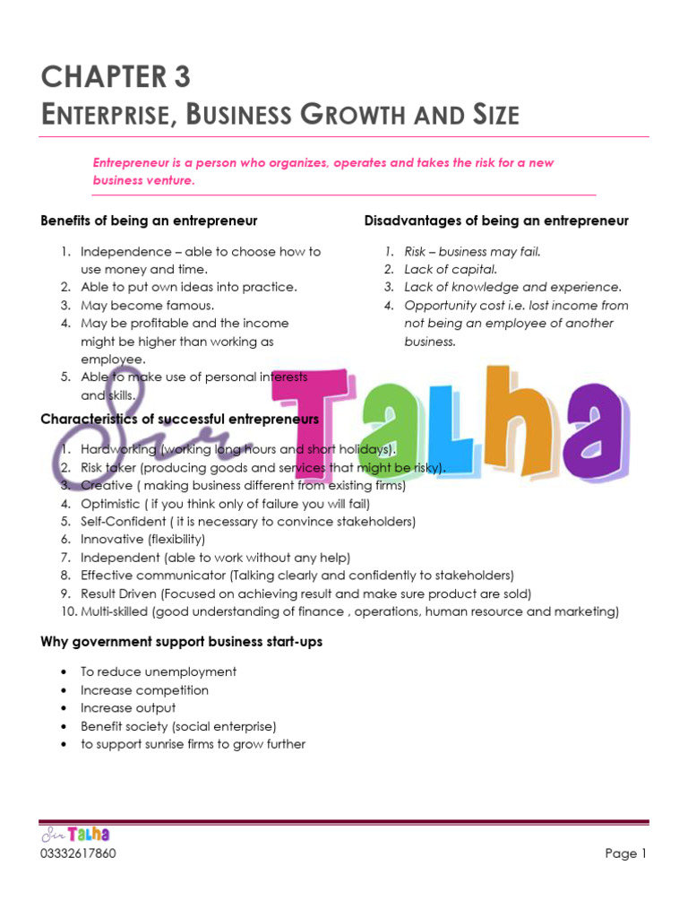 Notes - Ch-3 Enterprise-B Growth-Size | PDF | Mergers And Acquisitions ...