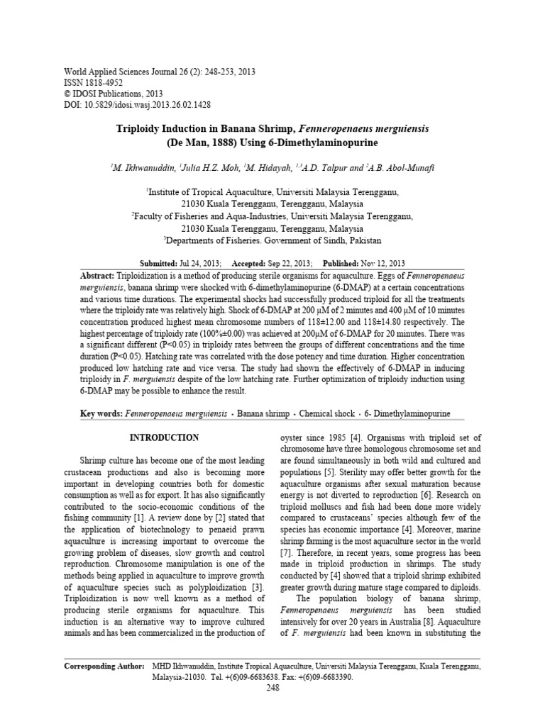 Triploidy Induction | PDF | Biology | Genetics
