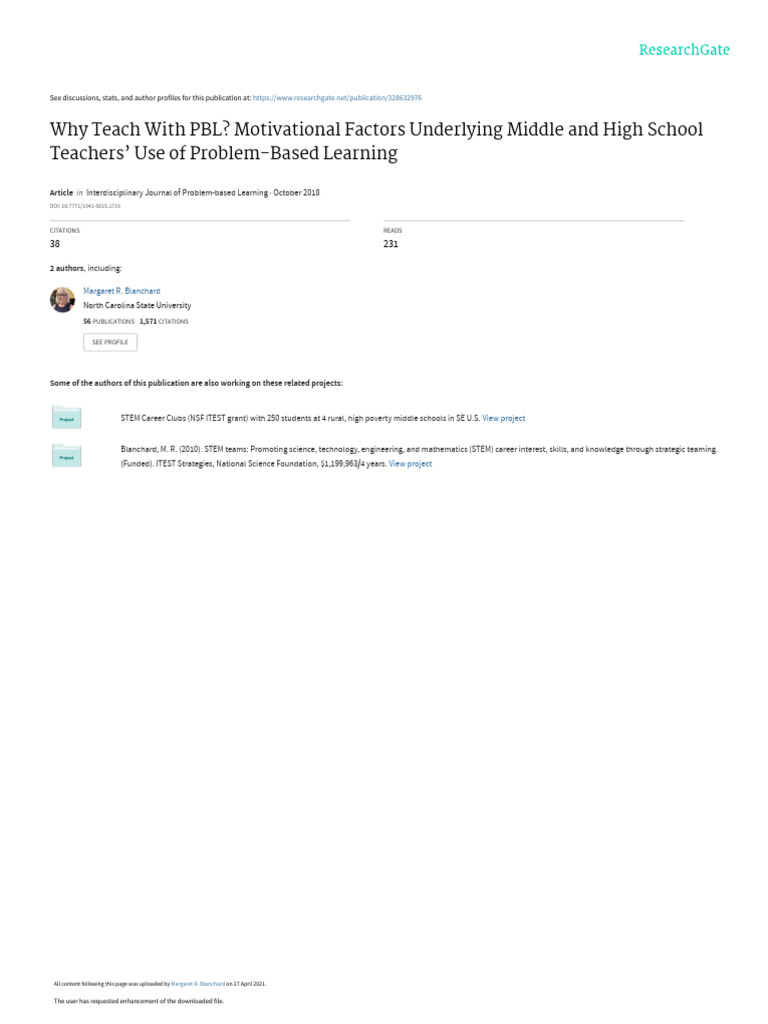 Why Teach With PBL Motivational Factors Underlying | PDF | Motivation ...